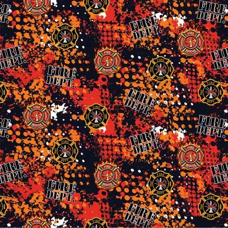 SYKEL ENTERPRISES Firefighter Fabric, by The Yard, Fire Dept Firefighters Seal, Sykel Enterprises, FIREFIGH-1180, Quilting Cotton, BTY