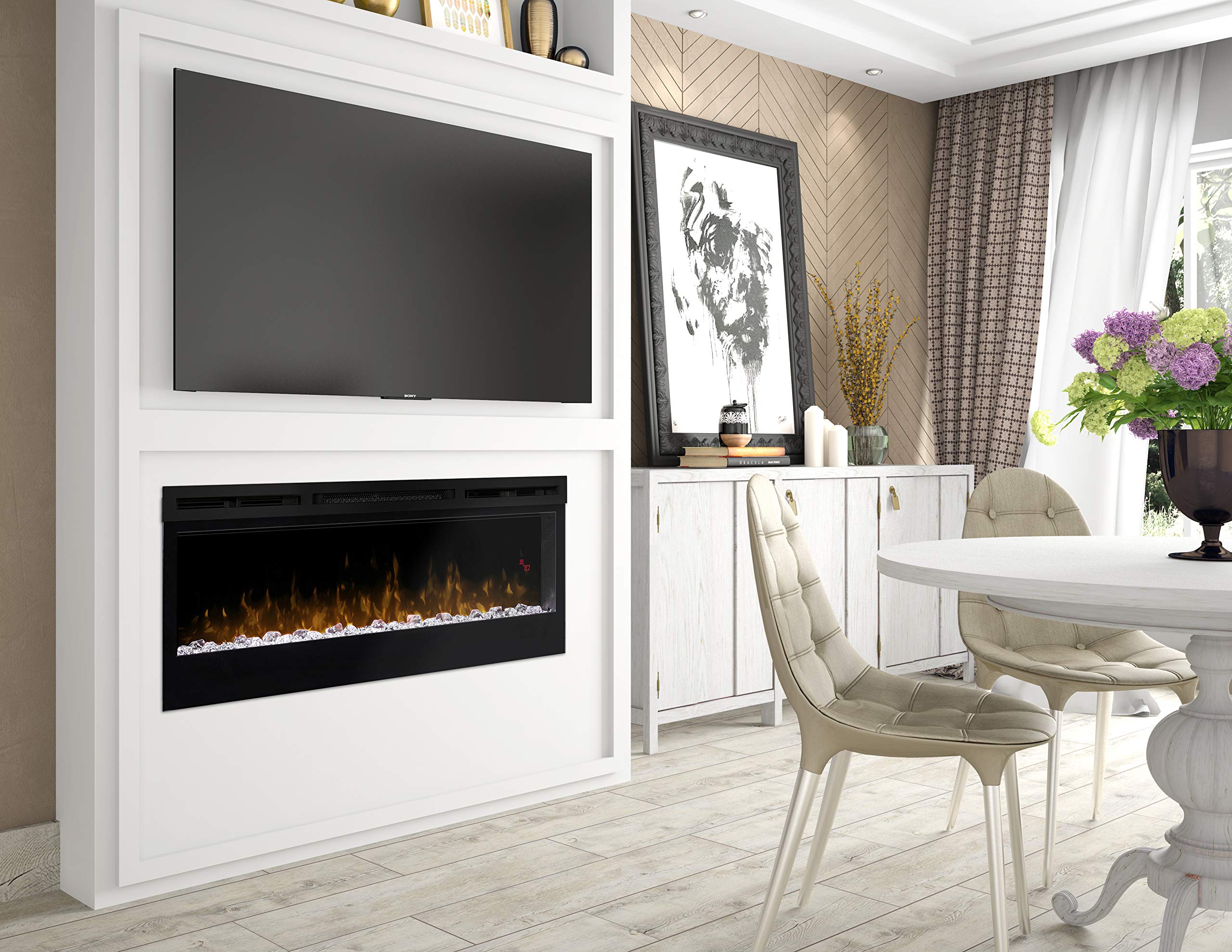 Dimplex Prism 50" Wall-Mounted Linear Electric Fireplace with Acrylic Ember Bed (Model: BLF5051), 4197 BTU, 120 Volt, 1230 Watt, Black