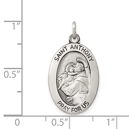 Diamond2Deal 925 Sterling Silver Antiqued Saint Anthony Medal Pendant Fine Jewelry for Women (L- 25 mm, W- 15 mm)