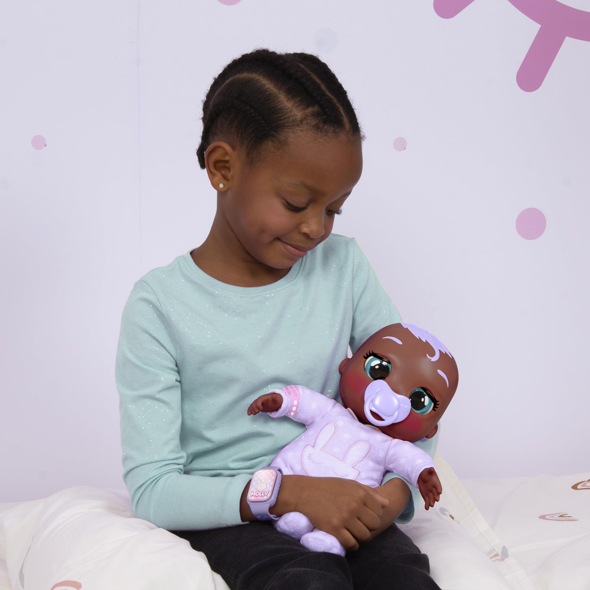 Cry Babies Newborn Molly - Interactive Baby Doll with 20+ Baby Sounds, Girls & Kids Age 18M and Up