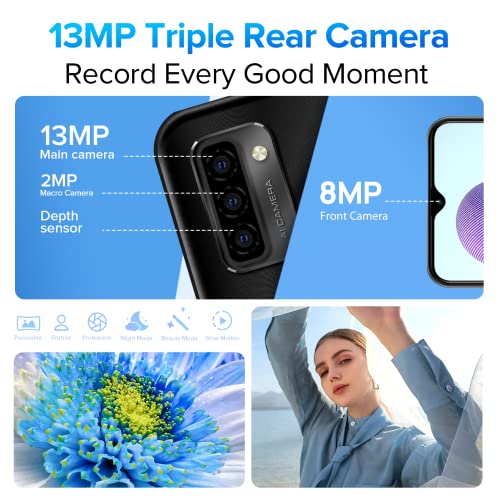 Ulefone Note 12 Unlocked Cell Phone, 4G Unlocked Smartphone, 6.82β Ultra-Large Screen with Slim Structure, 7700mAh Battery, 4+128GB, 3-Card Slot, Face Unlock/Fingerprint Recognition, Black