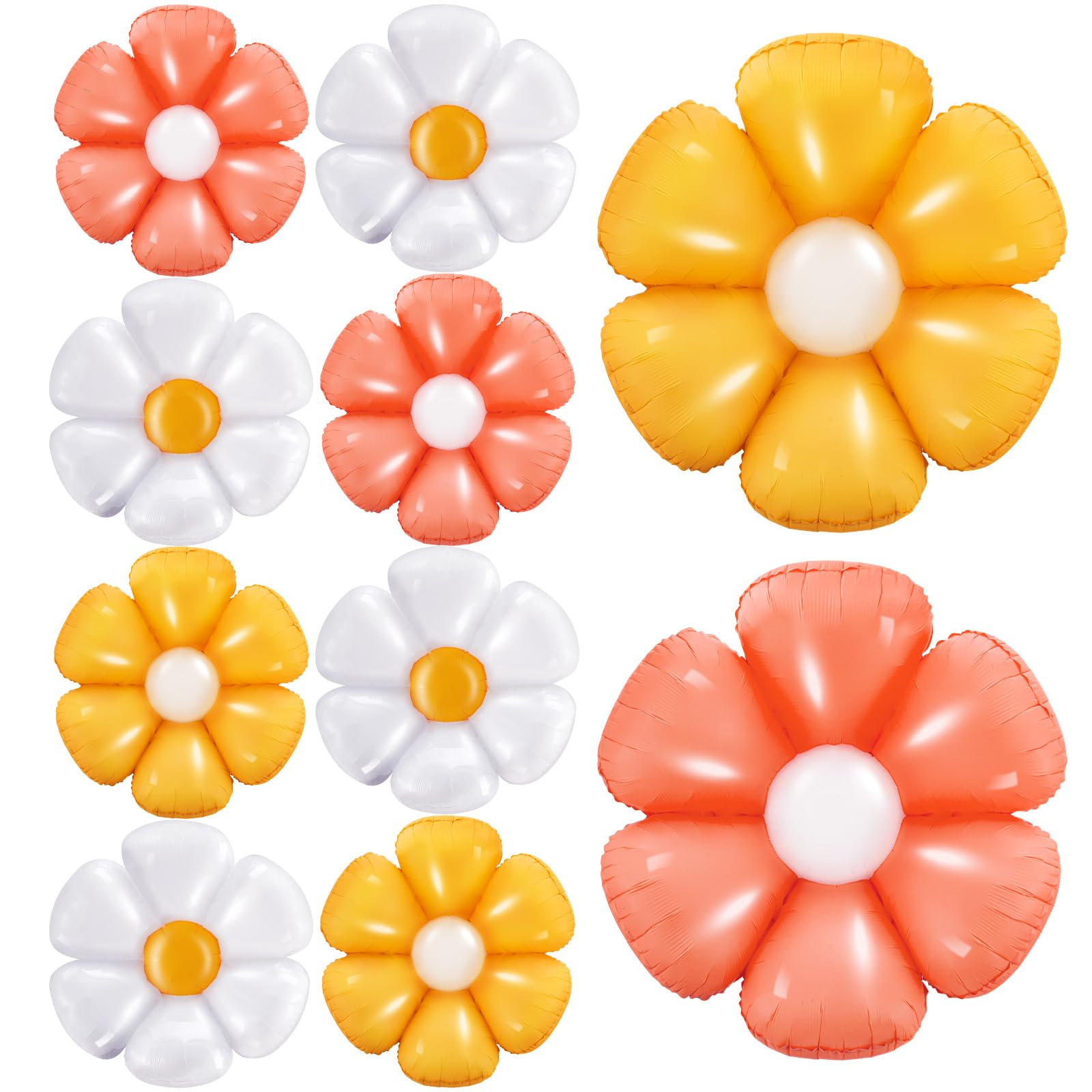 Rotatingpals 10 Pcs Daisy Balloon 28 Inch Flower Balloons Boho Groovy Party Decor for Boho Daisy Themed Birthday Party Baby Shower Wedding Decorations Supplies, 3 Colors