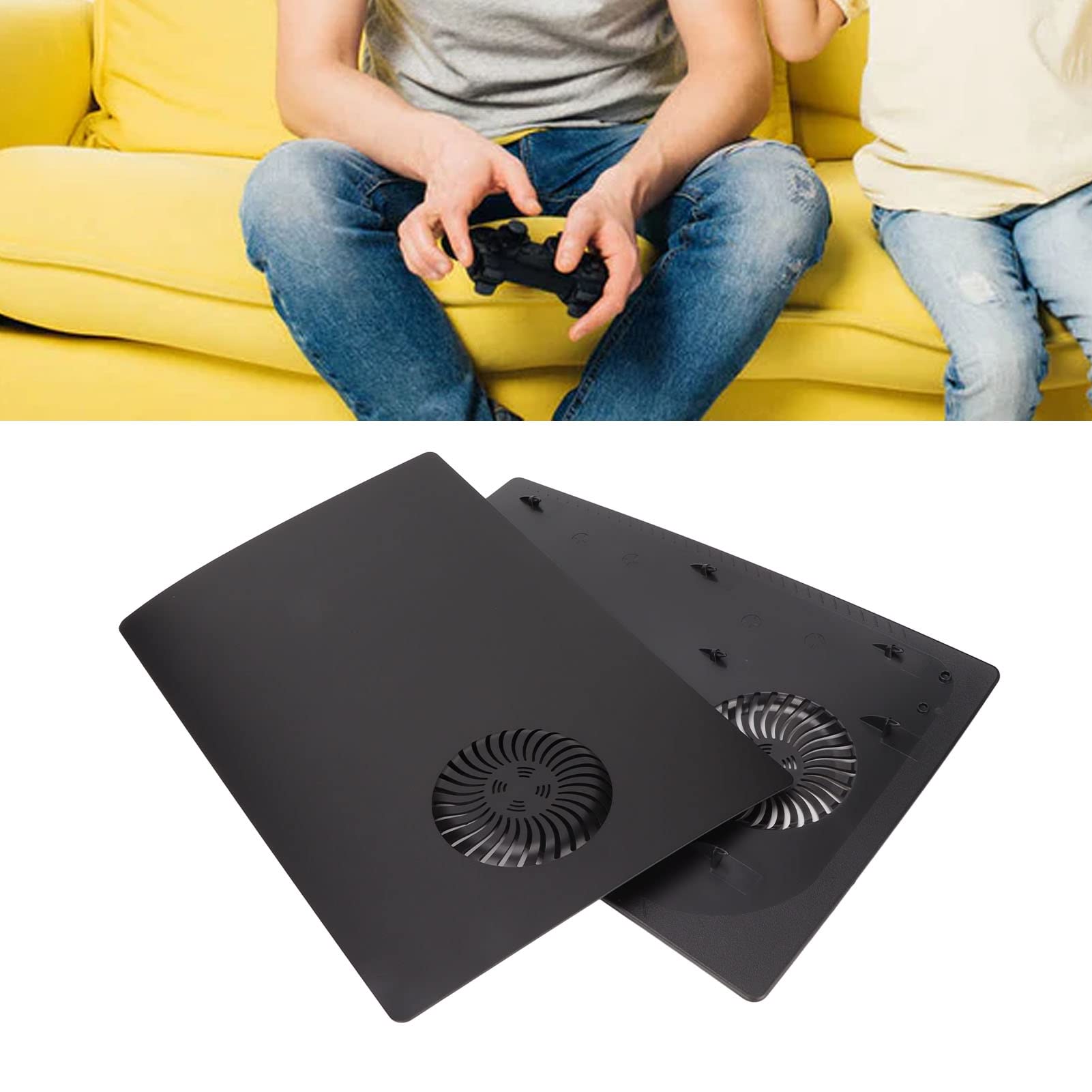 Faceplate Shell Cover, Scratch Proof ABS Heat Dissipation Matte Black Digital Edition Side Cover Shell Replaceable Dustproof with Thermovent for PS5
