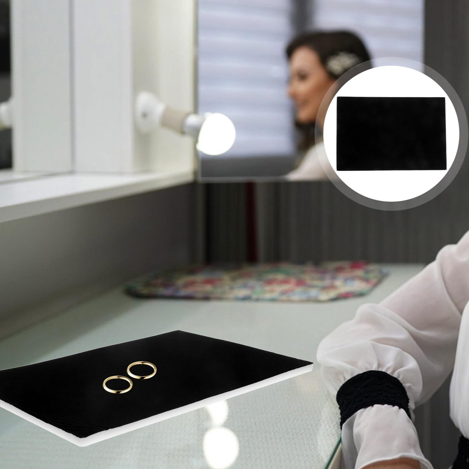 COHEALI Foam Jewelry Inserts Black Velvet Ring Organizer Jewelry Inserts Holder Earring Display Pad for Retail Showcase Box