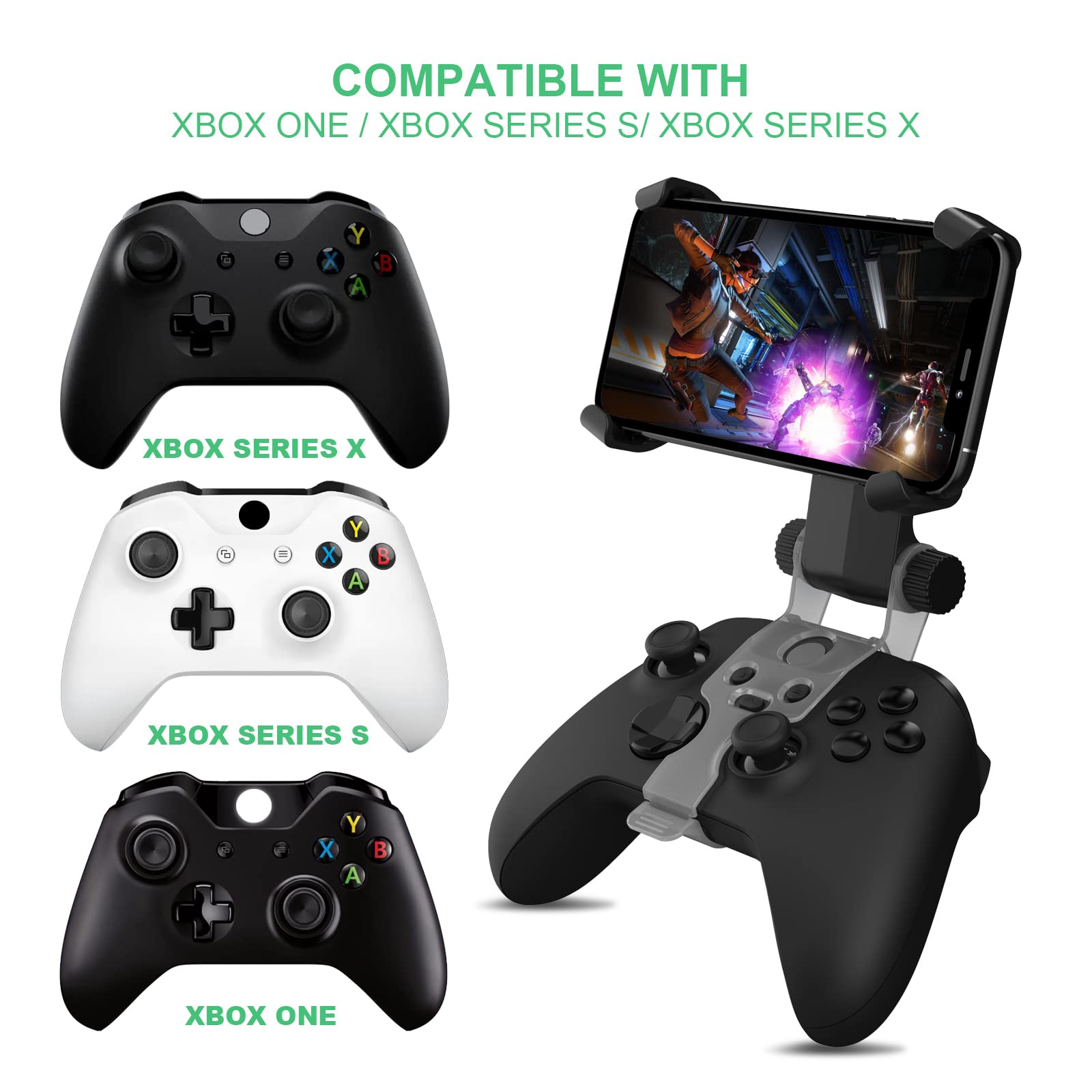 Dobe Controller Mobile Gaming Clip Holder Clamp for Xbox One Controller Phone Mount Adjustable Phone Holder Clamp Compatible with Xbox One S/X/Series S/X/Xbox One Controllers