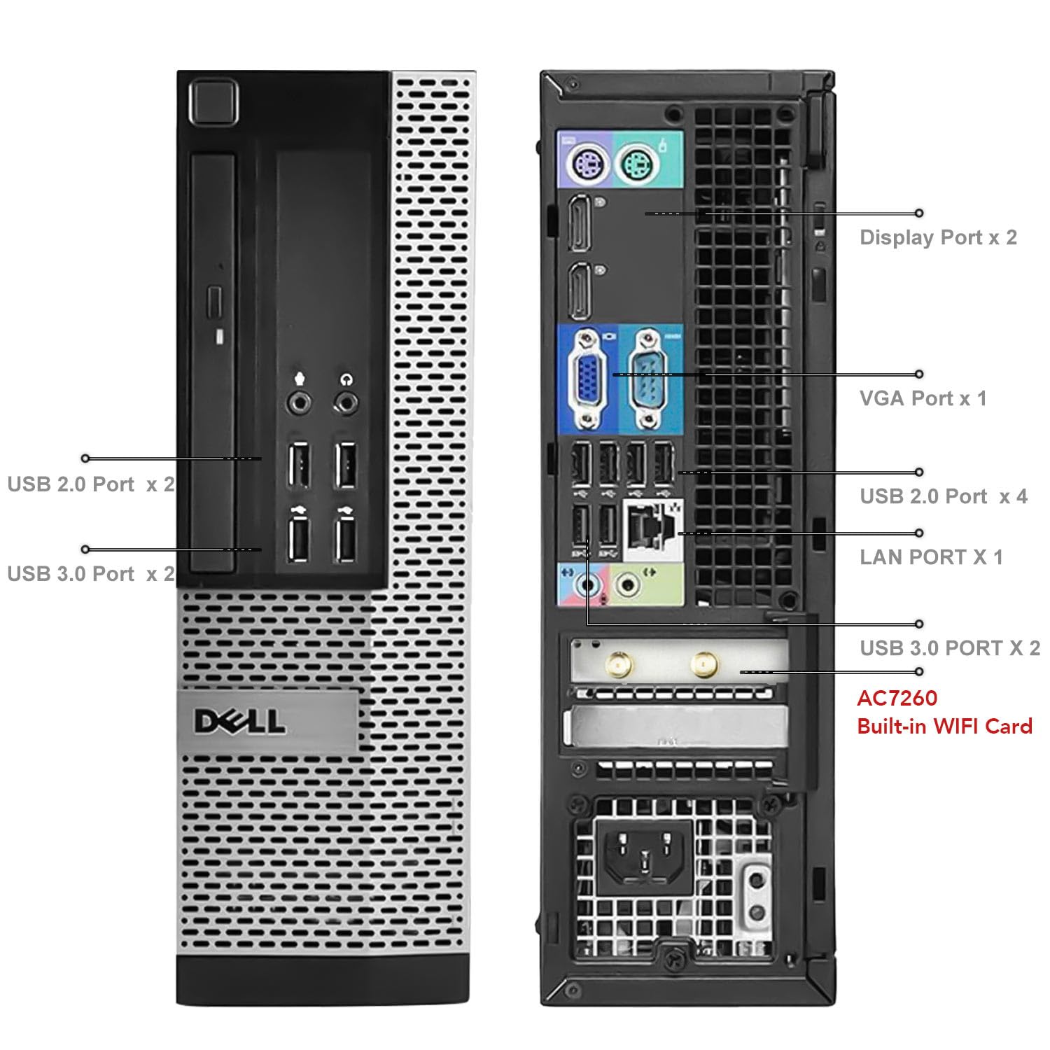 Dell OptiPlex 9020 Desktop Computers PC, Intel i7-4790 3.6GHz,16GB Ram New 1TB M.2 NVMe SSD+128GB SSD,Built-in WiFi Bluetooth,Refurbished Desktop (Renewed)