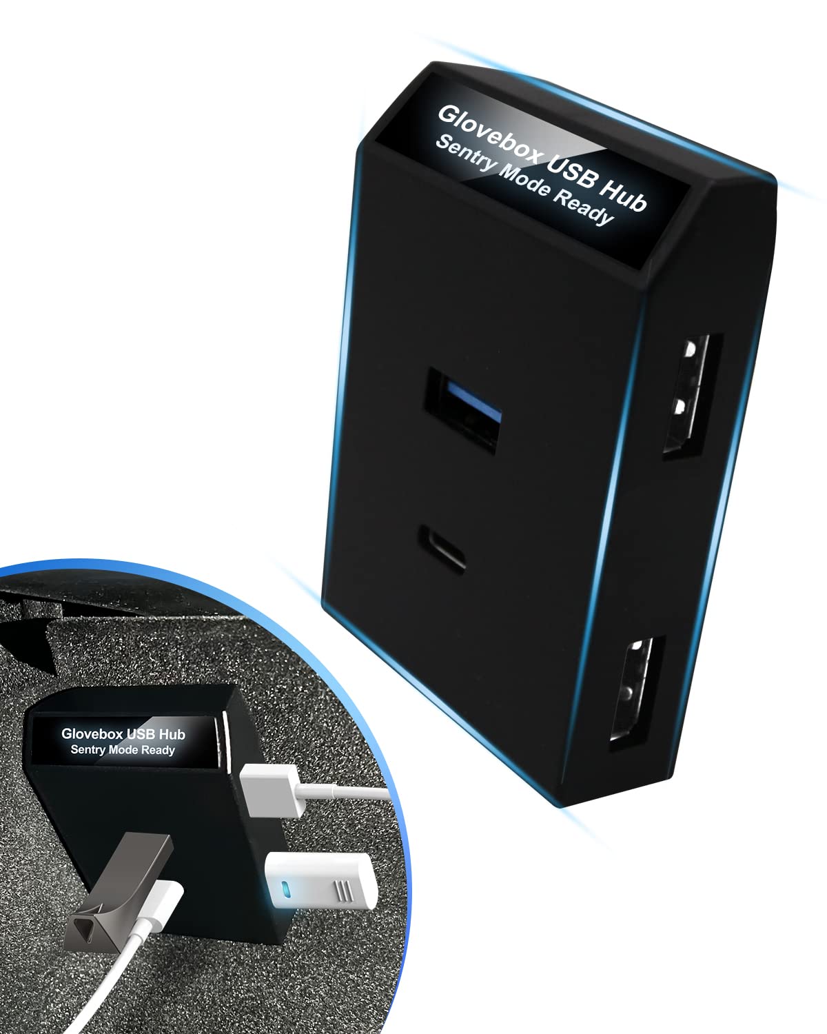 Foruly for Tesla USB Hub 2021 2022 2023 Model Y 3 Accessories for Glove Box, Dash Cam Flash Drive Docking Station Charging & Data Transfer for Smart Phones, Game Controller