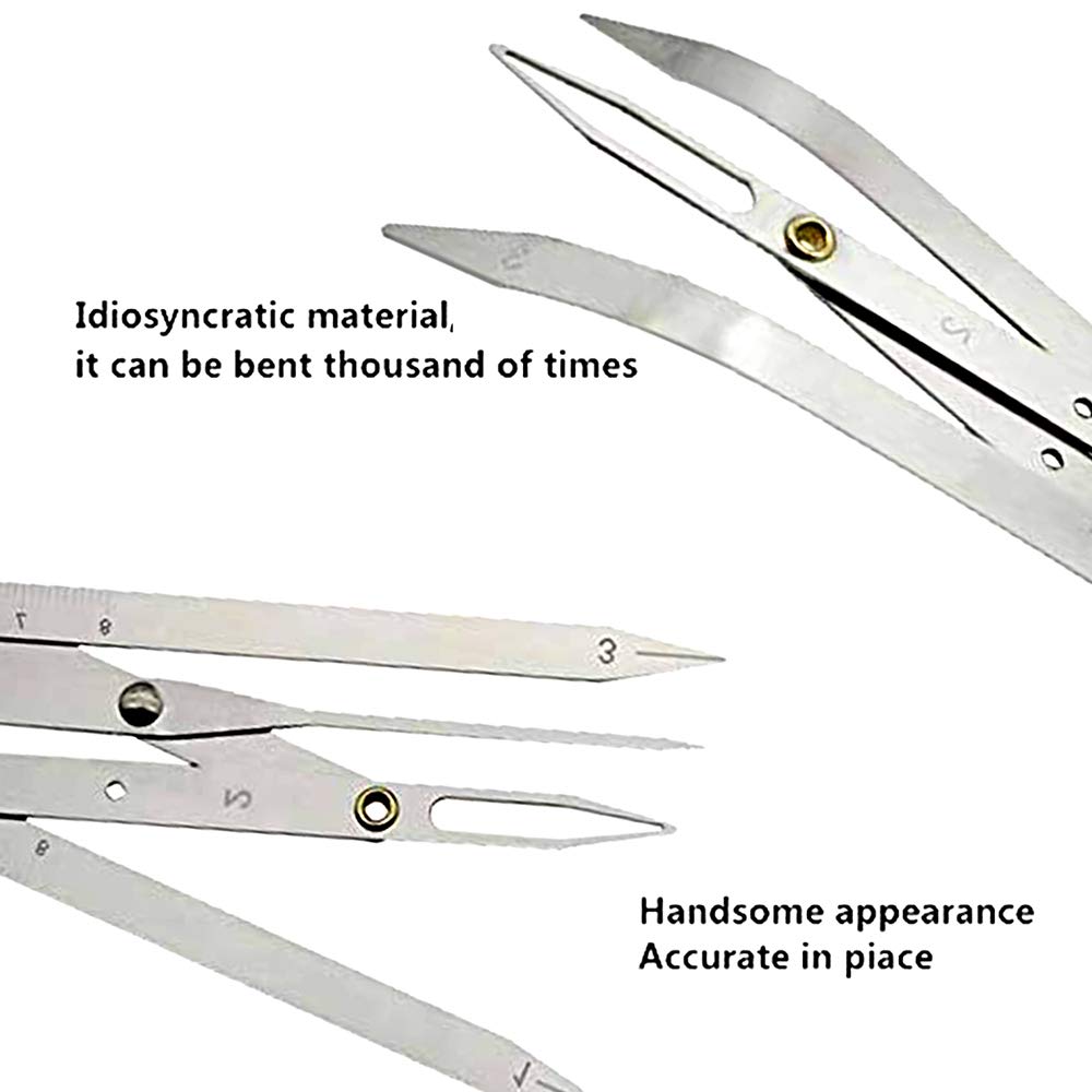 Dr.Pedi Eyebrow Golden Ratio Caliper Stencil with Flexible Arms Microblading Permanent Makeup Reusable DIY Tattoo Ruler Measurement Symmetrical Tool Foldable, Silver, 2 Piece Set
