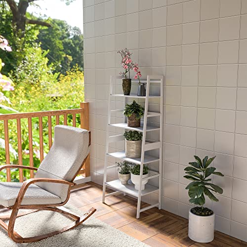 WTZ Bookshelf Book Shelf, Bookcase Storage Shelves Book case, Ladder Shelf for Bedroom, Living Room, Office MC-801(White)