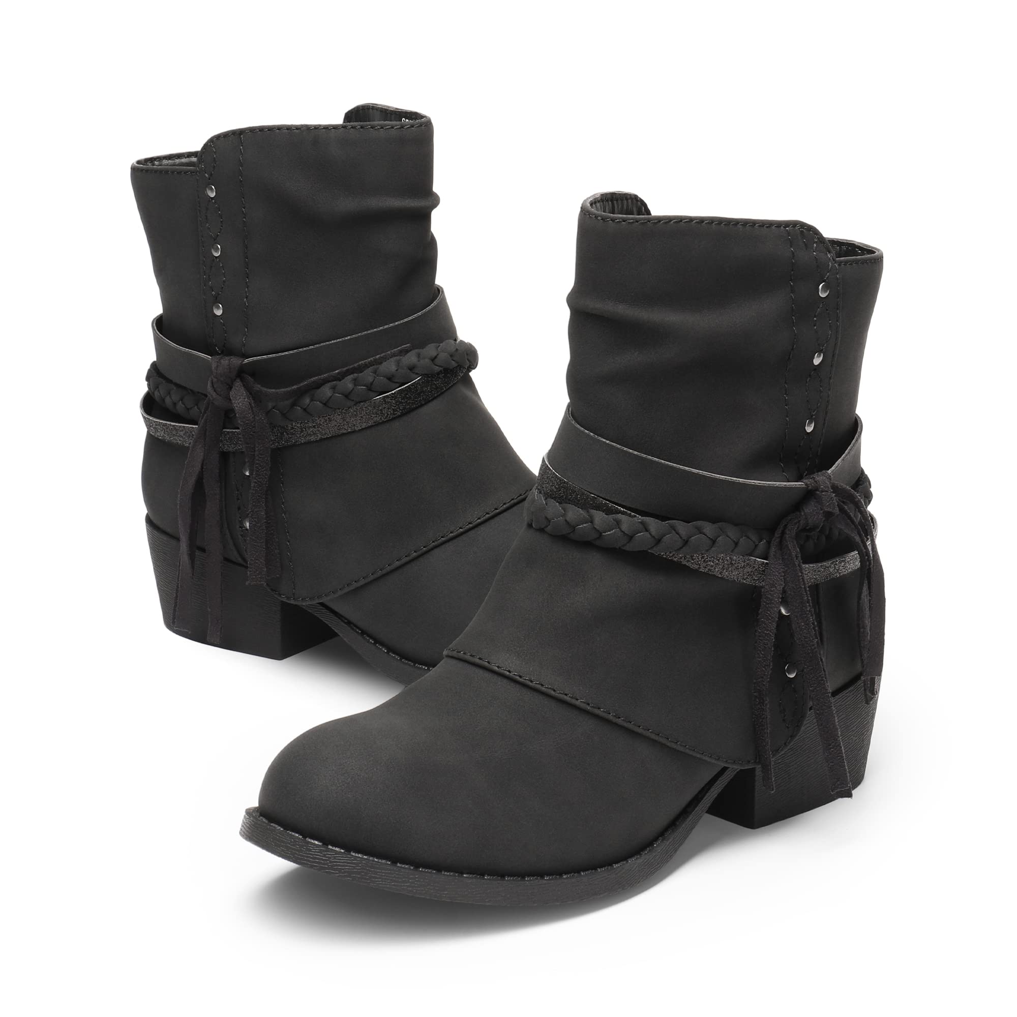 DREAM PAIRS Girls SDBO225K Ankle Boots Side Zipper Low Heels Boots Size 13 CAMEL