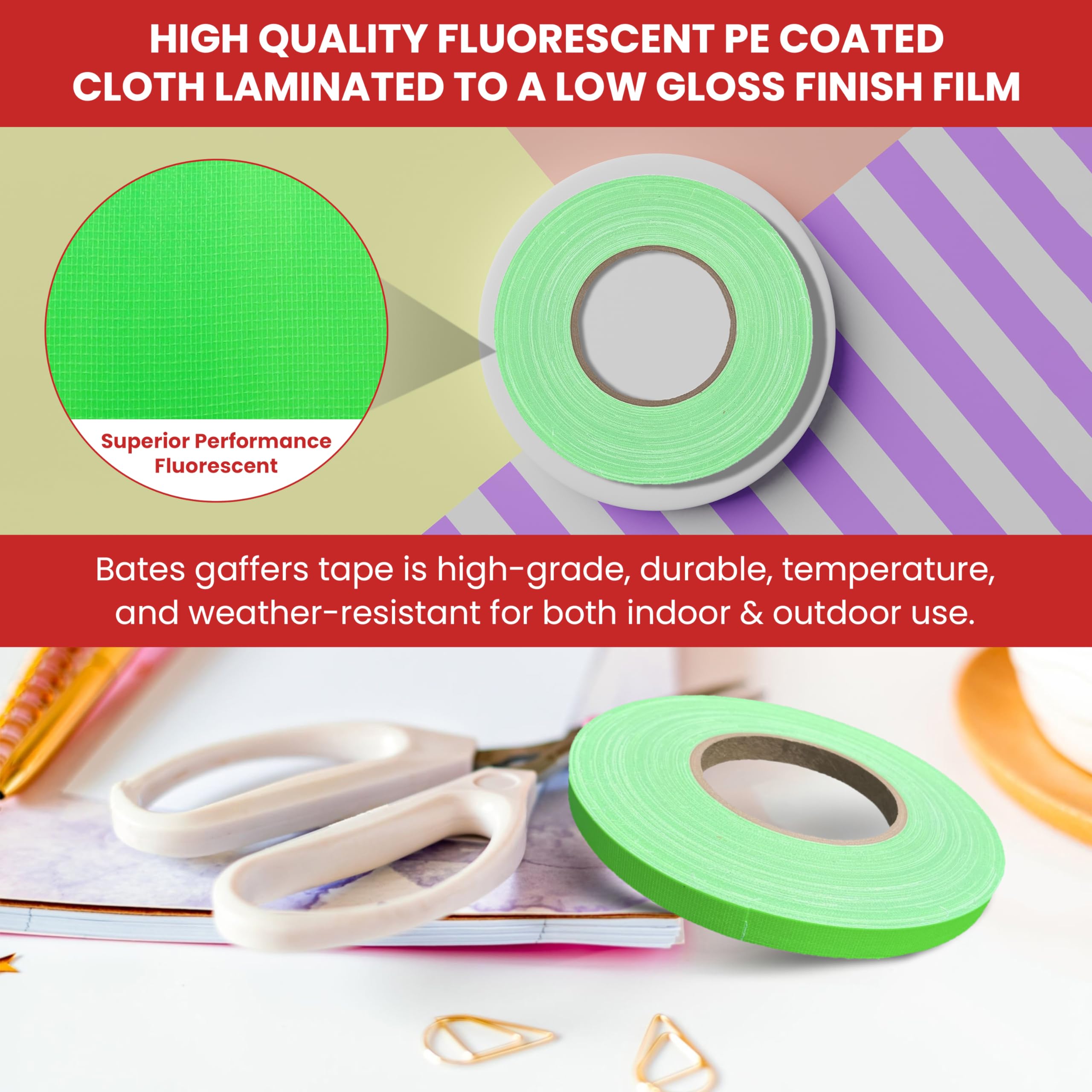 T.R.U. CGT-80F Superior Performance Fluorescent Gaffers/Spike Tape Laminated with Rubber Adhesive.60 Yards. (Fluorescent Pink, 1/2 in.)