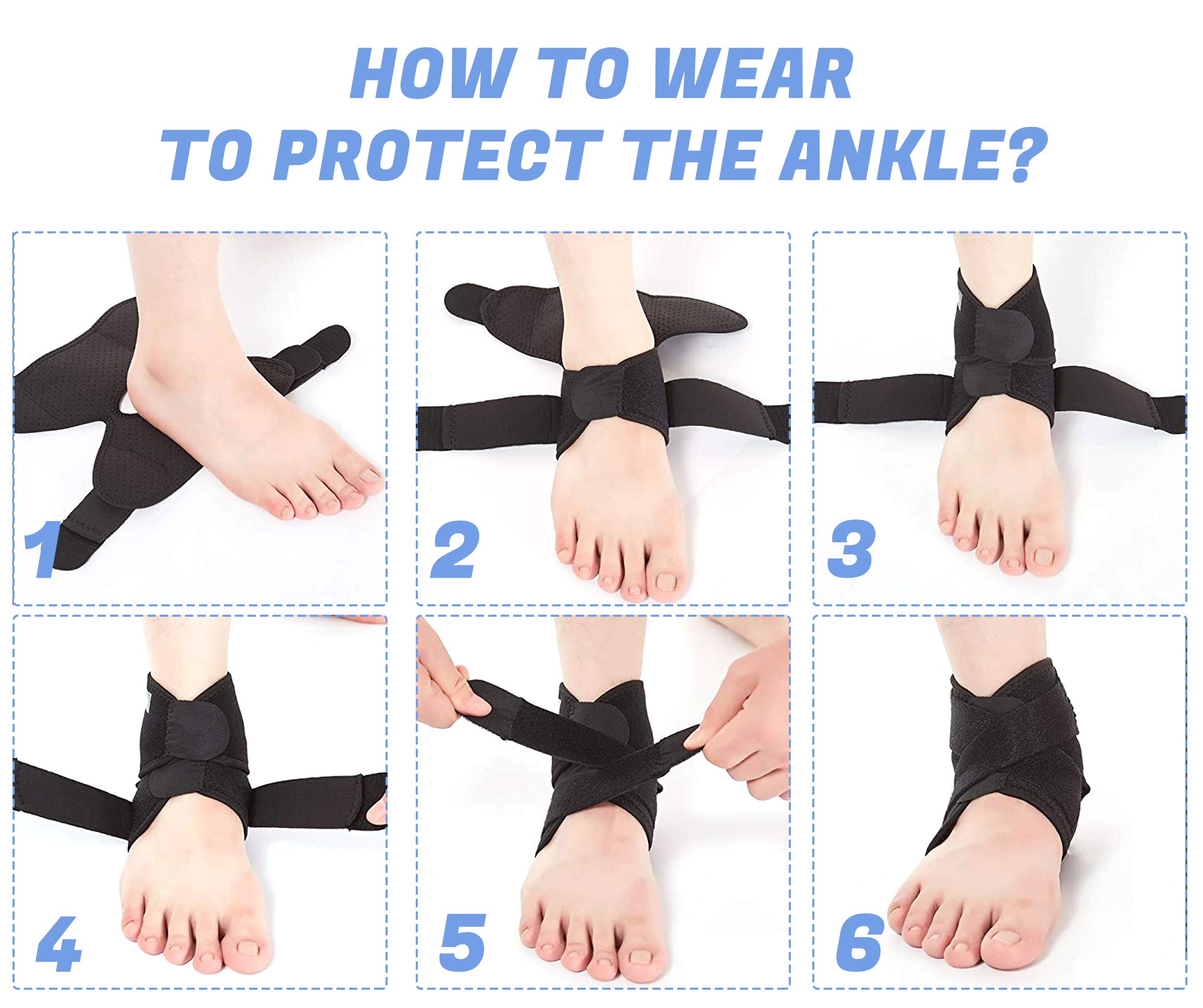 Dr.Welland Ankle Brace(Pair), Ankle Support for Sprains, Plantar Fasciitis,Tendonitis, Active Ankle Stability, Prevent Re-Injury, Compression Ankle Stabilizer Adjustable Wrap, Athletic Protection