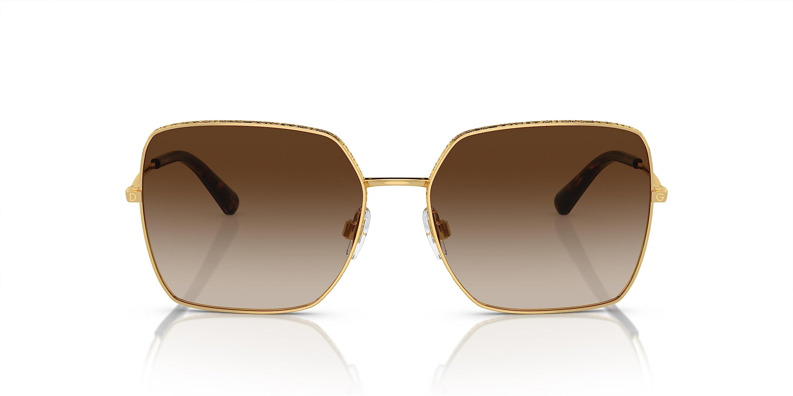 Dolce & Gabbana DG2242-02/13 Sunglasses GOLD w/BROWN GRADIENT DARK BROWN 57mm