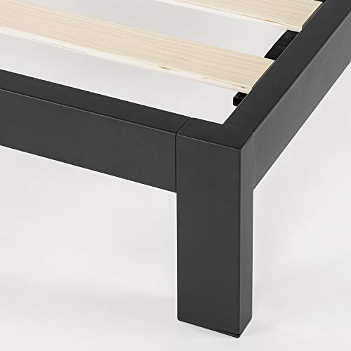 Mellow 10 inch Heavy Duty Metal Platform Bed W/Headboard/Wooden Slat Support/Mattress Foundation (No Box Spring Needed), King, Black