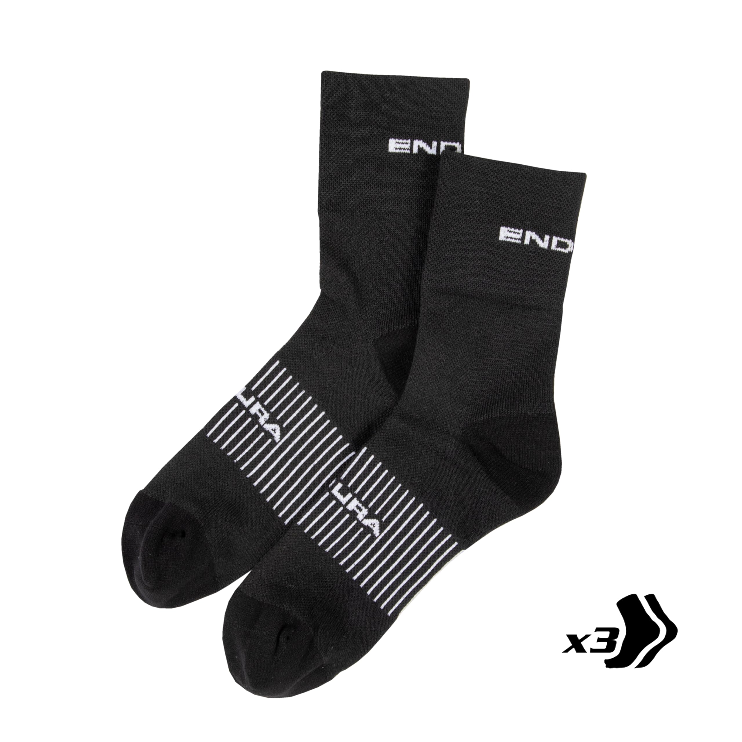 Endura Men's Coolmax Race Cycling Sock (Triple Pack) Black, L/XL