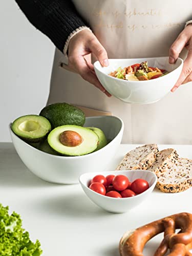 Miamolo Triple Ceramic Serving Bowl Set with Stand - White Serving Tiered Stand,Set of 3 Oval Bowl Set Perfect for Table Decoration Set Party Chip Rack Display Salad Bar Serving Set - Black Stand