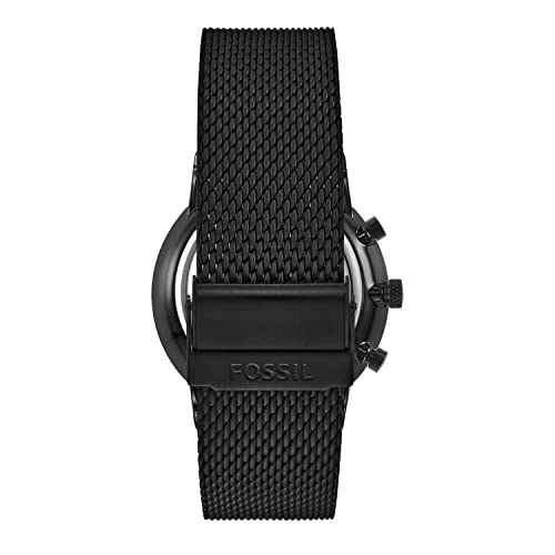 Fossil Men's Minimalist Quartz Stainless Steel Mesh Chronograph Watch, Color: Black (Model: FS5943)