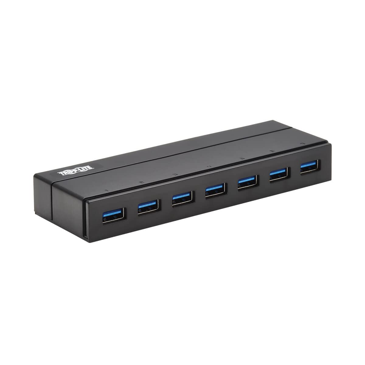 Tripp Lite 7-Port USB-A Mini Hub - USB 3.2 Gen 1, Up to 5 Gigabits per Second, Plug-and-Play No Software Needed, International Plug Adapters for UK, EU, & Australia - 1-Year Warranty (U360-007-INT)