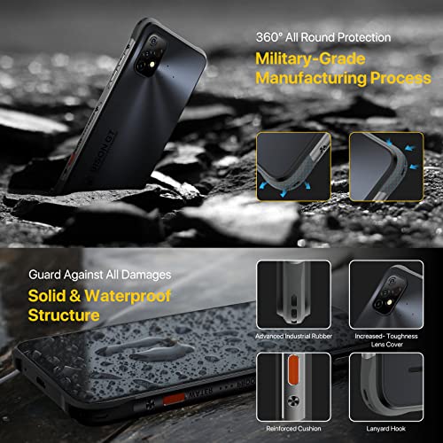 UMIDIGI Rugged Unlocked Smartphone, 6150mAh Battery, Bison GT2 8GB+128GB Android 12, 6.5"+FHD, G95 Octa-core, 64MP Triple Camera, NFC, 18W Fast Charge, IP68 & IP69K Waterproof Unlocked Cell Phone