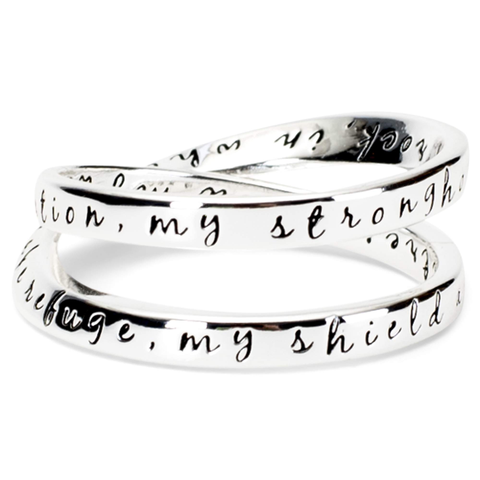 Dicksons Psalms 18:2 Inspirational Women's Double Mobius Silver-Plated Fashion Ring, Size 6