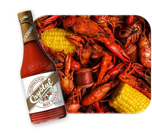 Crystal Louisiana's Pure Hot Sauce with Garlic, 12 Ounce, Aged Cayenne Peppers, Medium Heat, Flavor Gumbo to Bloody Mary's