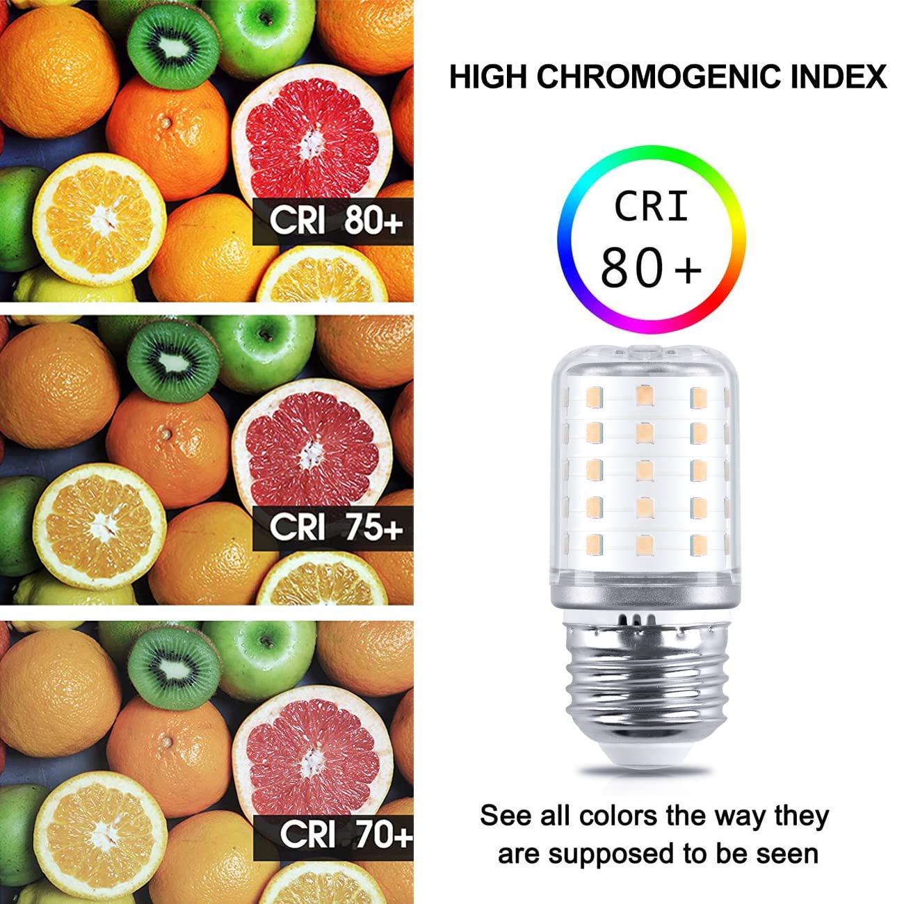 E26 LED Refrigerator Fridge Light Bulb, E26 Base Candelabra 6W LED Light Bulbs 60W Equivalent 500LM, E26 LED Chandelier Corn Light Bulbs Daylight White 6000K 120V, Non-Dimmable (2, White)