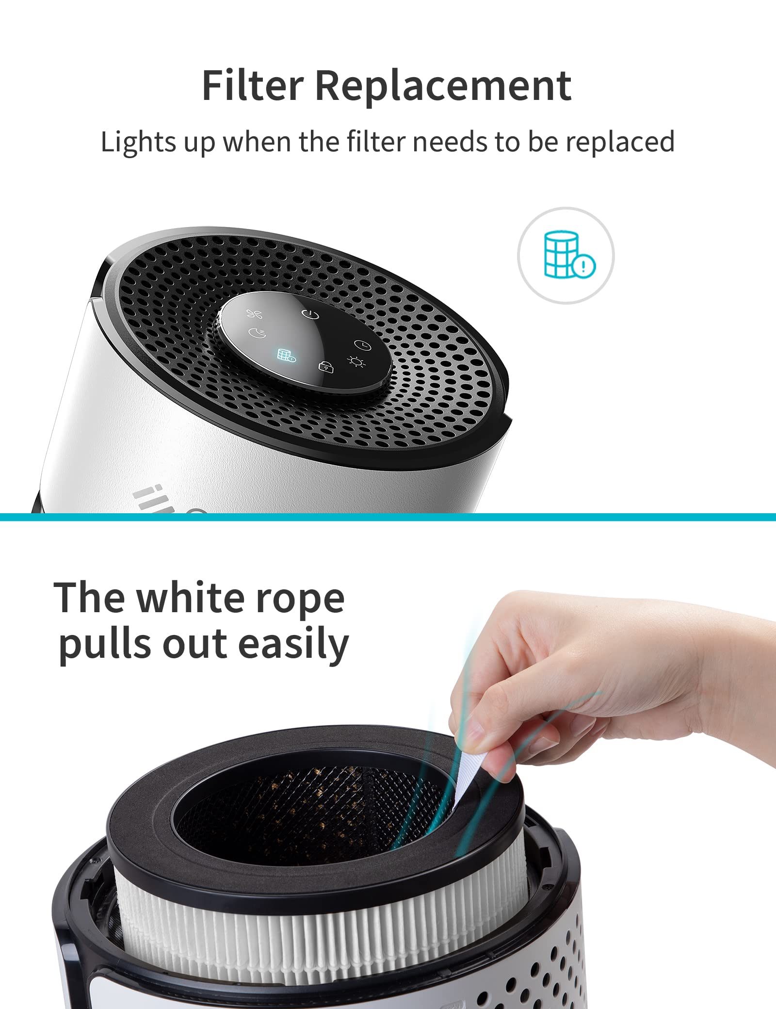 ecozy Air Purifier EZ-AP500A Replacement Filter, H13 True HEPA, EZ-AP500ARF, 1 Pack, White