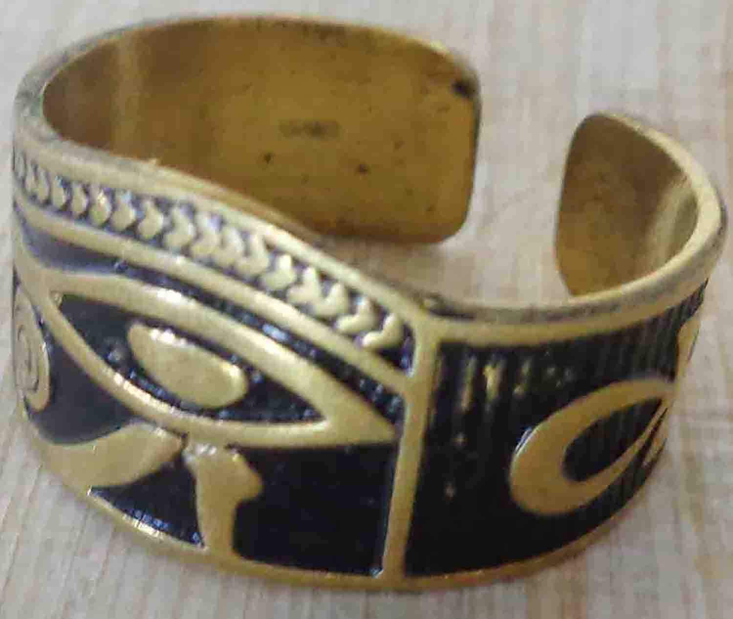 Finger Ring Hieroglyphic Horus Eye Ankh Egyptian Egypt Pharaoh Pharaoh’s Metal Hand Engraved Costume Jewelry Accessory Handmade Engraved