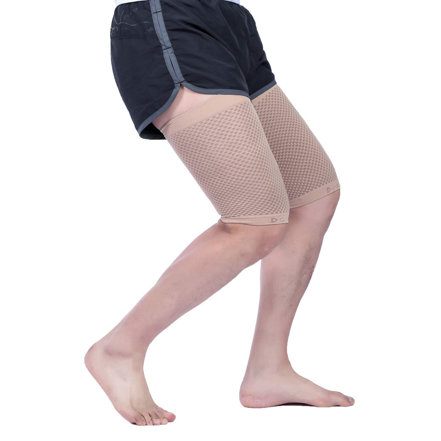 Doc Miller Thigh Compression Sleeve for Men Women 1 Pair β Quad & Thigh Compression Wrap - Braces for Thigh Pain Muscle Recovery - Hamstring Compression Sleeve Silicone Band - 1 Pair
