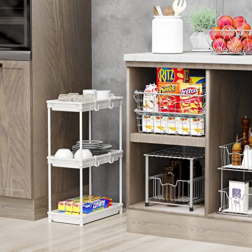 SimpleHouseware Standard 3-Tier Slim Rolling Storage Cart, White