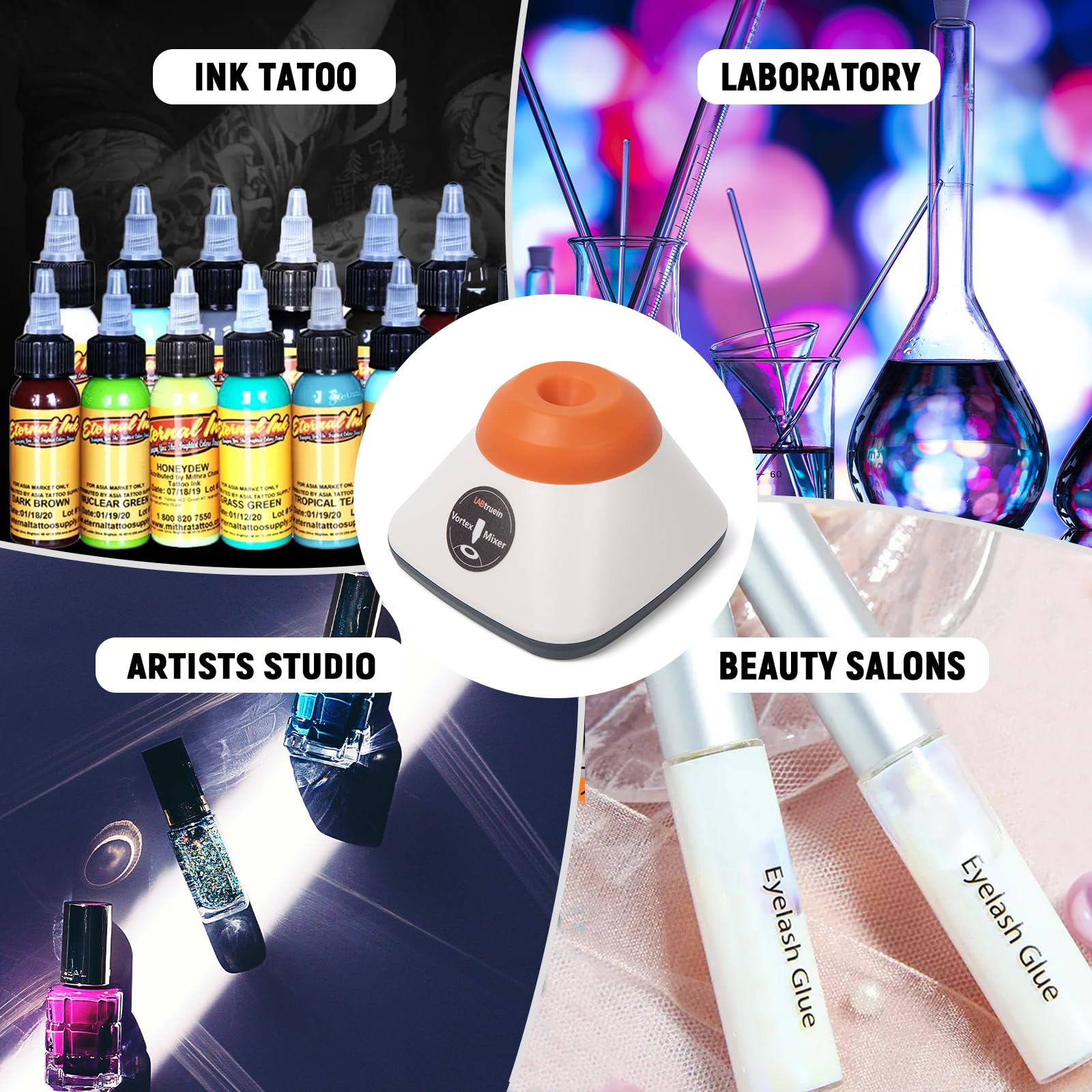 LABTRUEIN Mini Vortex Mixer 3500rpm Vortex Paint Shaker for Nail Polish, Tattoo Ink, Acrylic Paints Mixing and Test Tubes,Lab Mixing with Touch Function