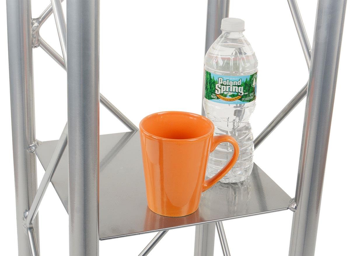 Displays2go 25" Truss Floor Lectern with Interior Shelf, Aluminum & Steel (Silver) (LCT4PSTPSL)