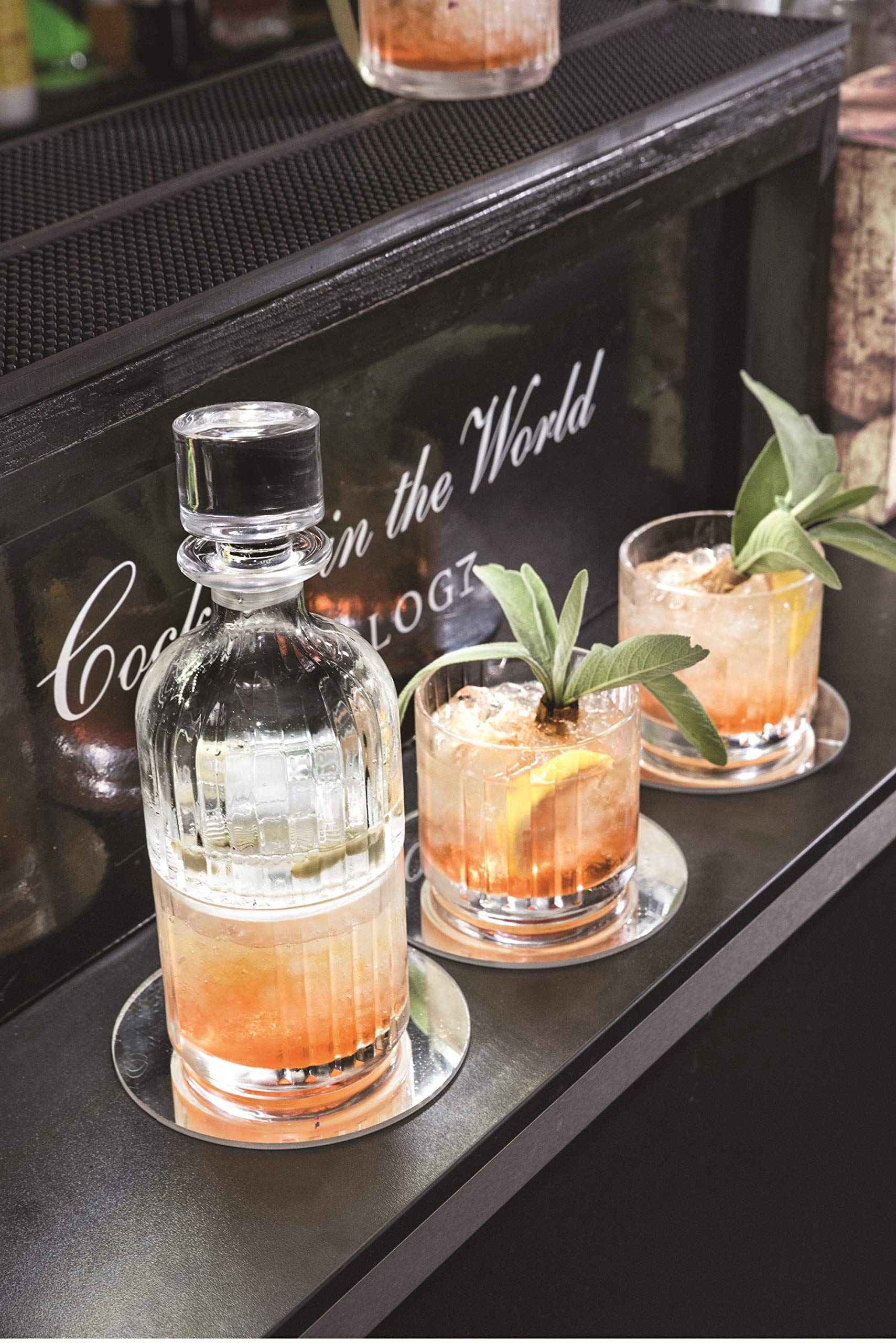 Glass 3 Pc Set, Crystal Glass Whiskey Decanter with 2 Tumblers, Stackable, Double Old Fashioned Tumblers, DOF, Decanter is 12 Oz, Each D.O.F. Tumbler is 12 Oz, by Barski, Made in Europe