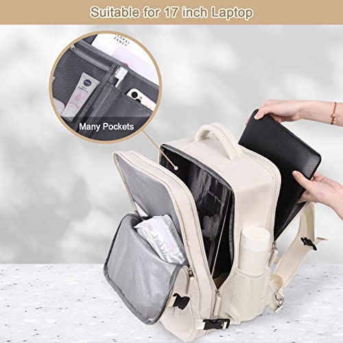 Sinaliy Large Travel Backpack for Women, 40L Carry On Backpack, 17 Inch Laptop Waterproof Casual Backpack, College Bookbag, Backpack for Women, as Person Item Flight Approved