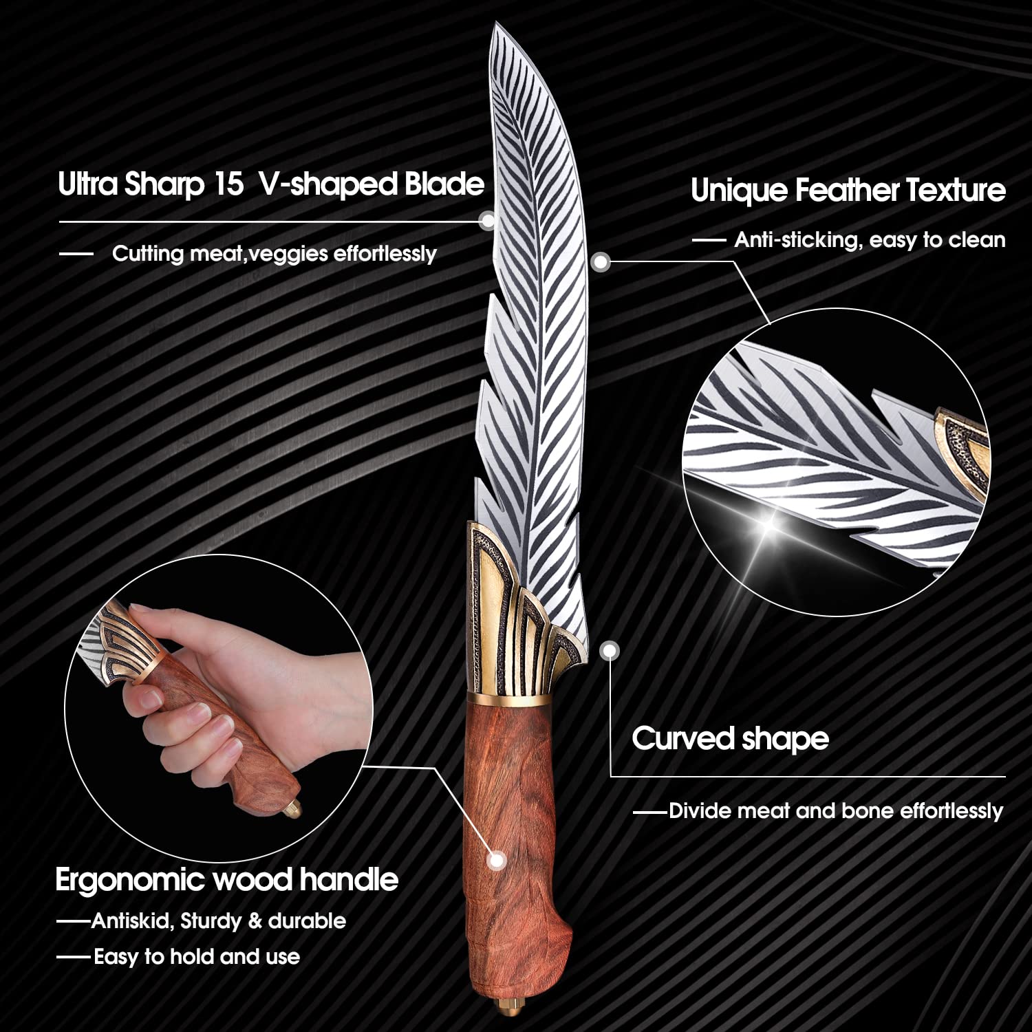 Golden Bird 5.5" Viking Knife & 7.8" Feather Knife