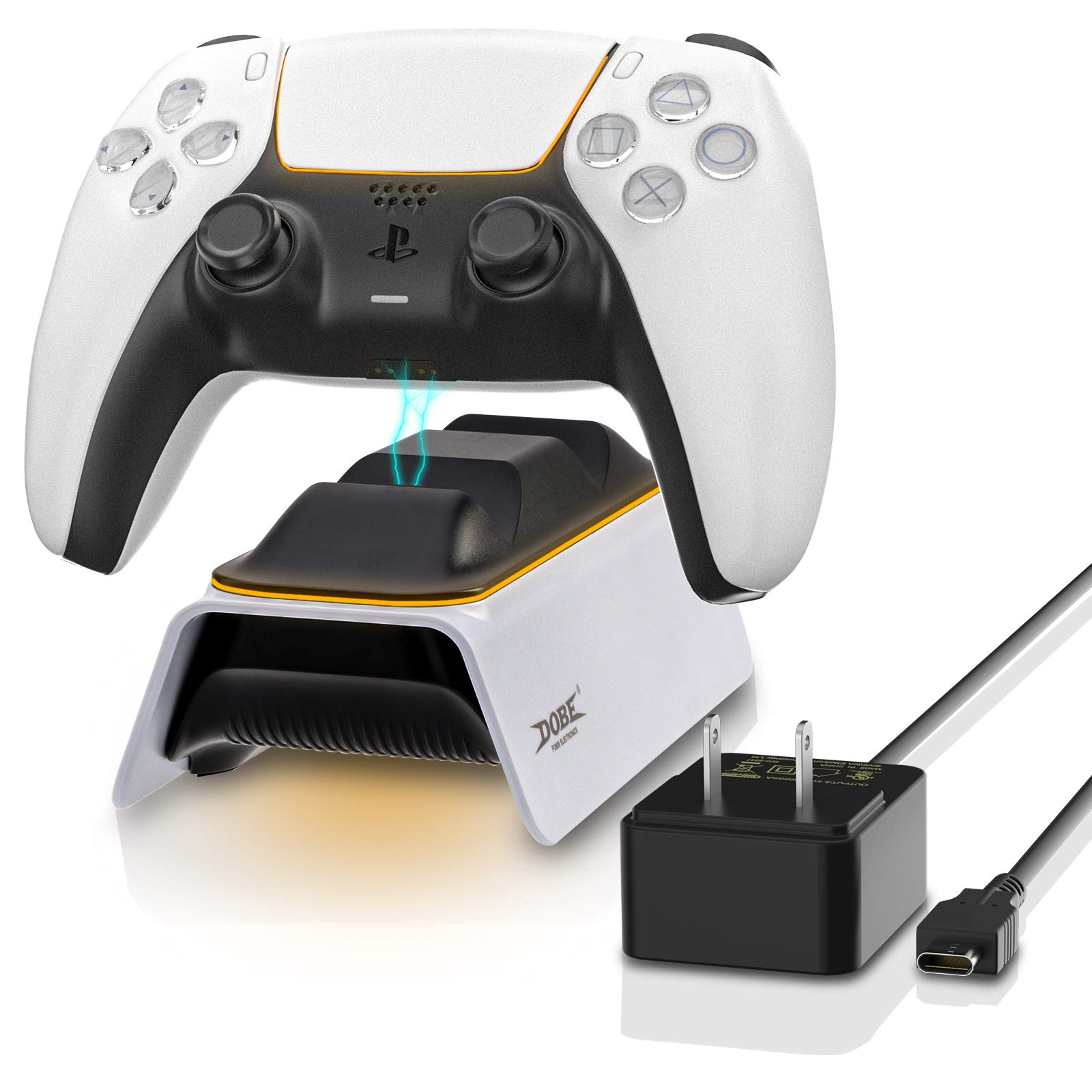 ECHZOVE PS5 Controller Charger Station, Playstation 5 Controller Charger Station with 5V 3A Power Adapter, High Speed, Fast Charging Dock for Sony DualSense Controller