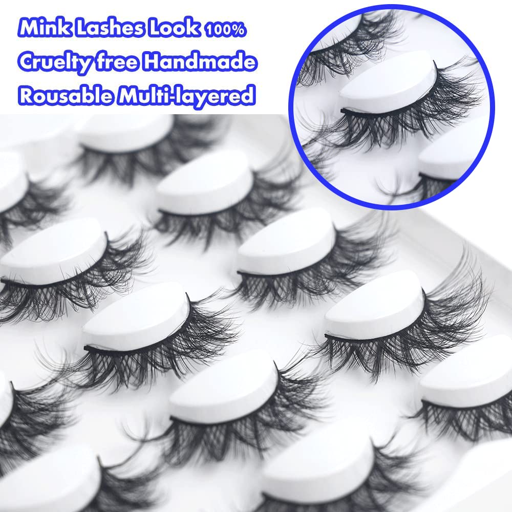False Eyelashes Russian Strip Lashes Manga Lashes 10 Pairs of Natural Matte False Eyelashes