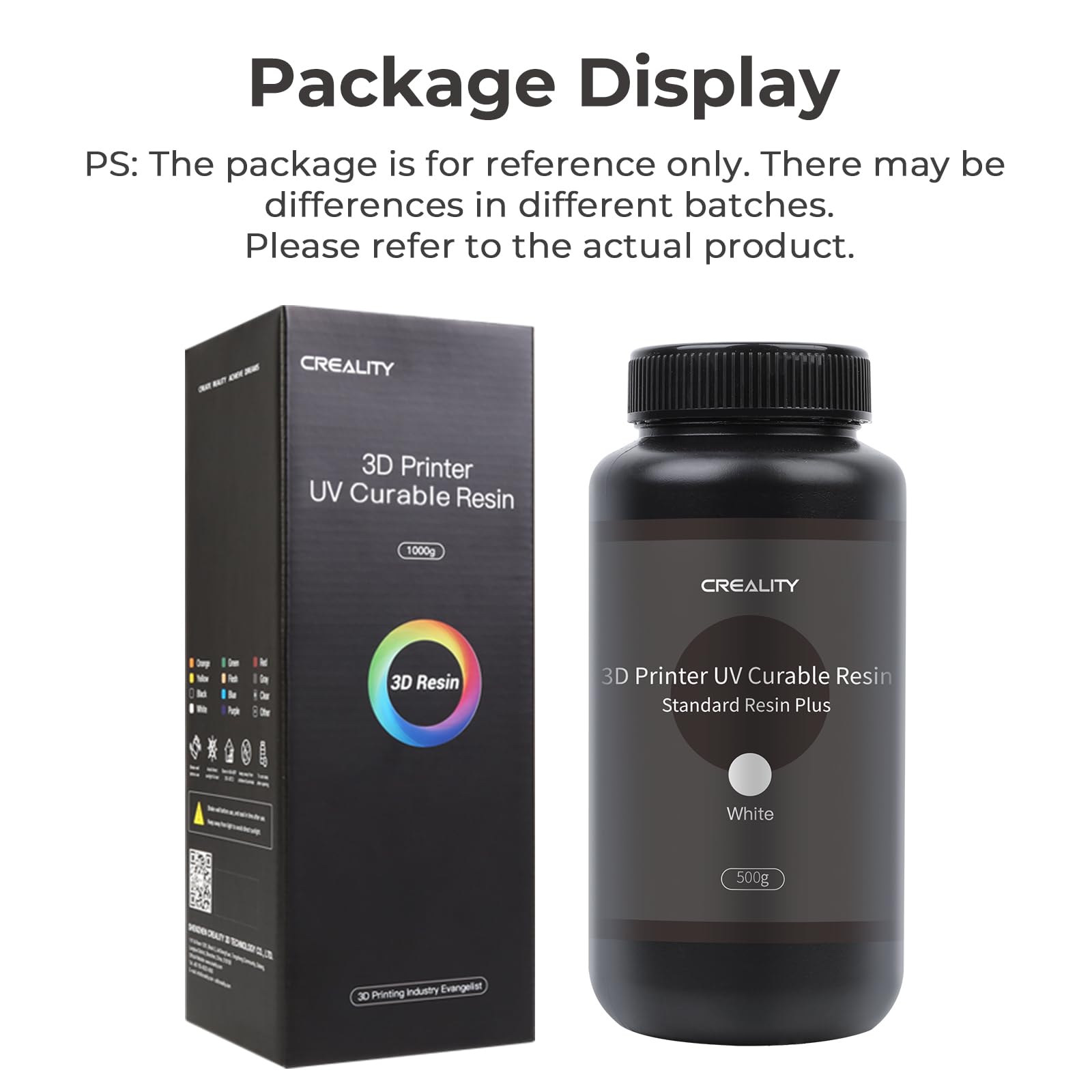 Creality 3D Printer Resin 1kg, Upgraded Standard Photopolymer Resin 405nm UV-Curing Resin 3D Printer Liquid for All LCD/MSLA/DLP 3D Printing, Low Shrinkage, High Precision, White