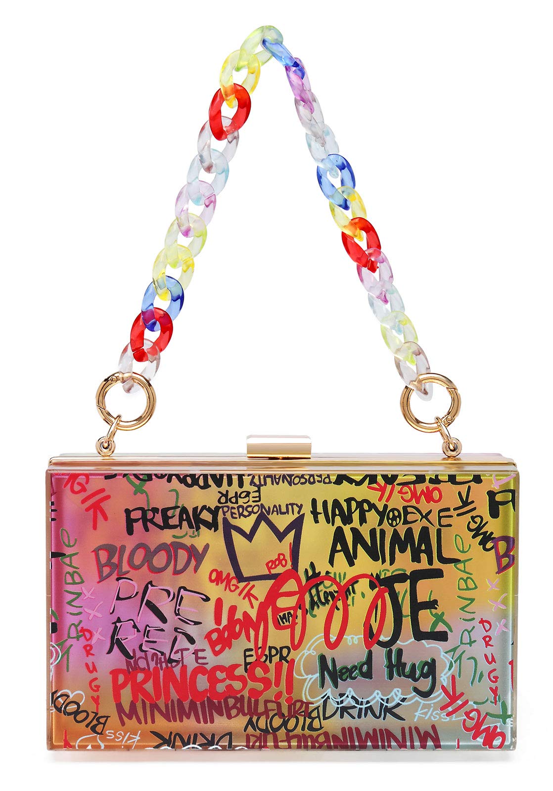 Dollar Bill Money Clutch Purses for Women Crossbody Small Cute Acrylic Box Evening Bag Transparent Graffiti Handbag…