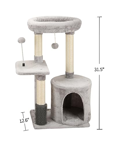 MIAO PAW 16Cat Tree Tower for Indoor Cats - Condo with Sisal Scratching Posts,Jump Platform Cat Furniture Activity Center Play House Bed Grey
