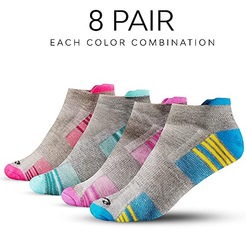ethentic Womens Low Cut Performance Heel Tab Cushioned Athletic Socks (8 Pairs) (Large)