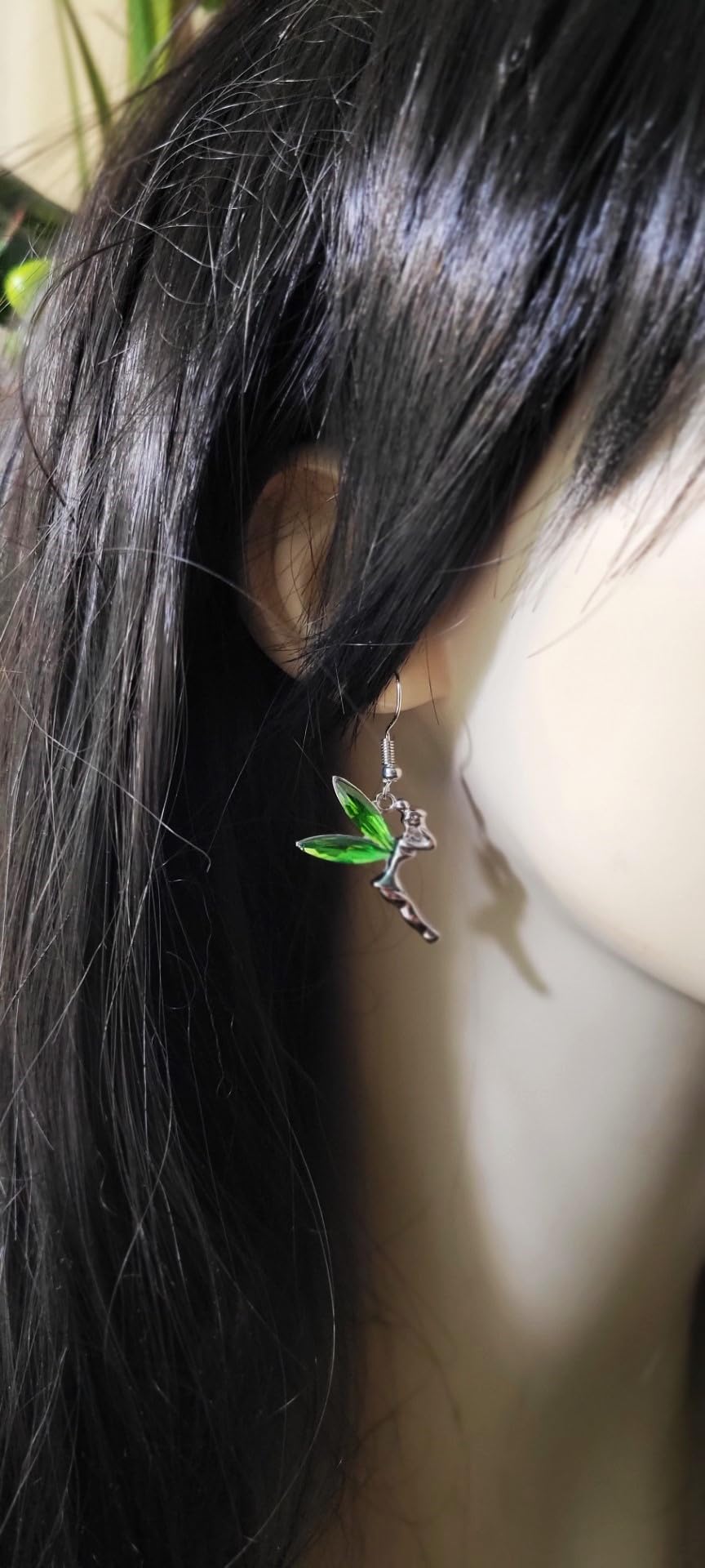 DianaL Boutique Tinkerbell Fairy Earrings Green Crystal Wings Gift Boxed Tinker Bell