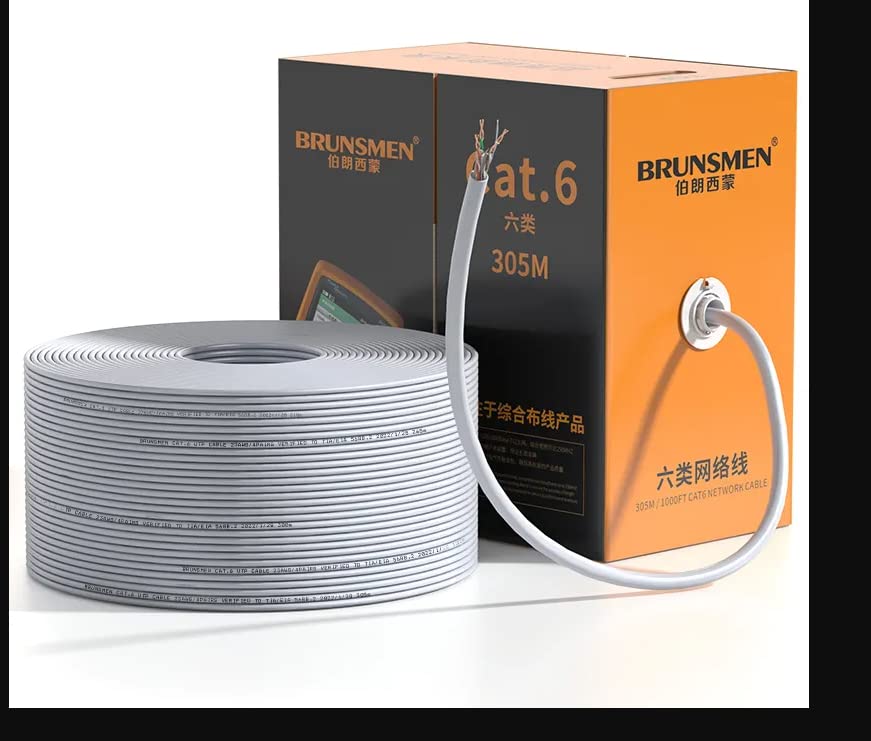 Ethernet Cable 1000ft - 23 AWG, CMR, Insulated Solid Bare Copper Wire Internet Cable (White)