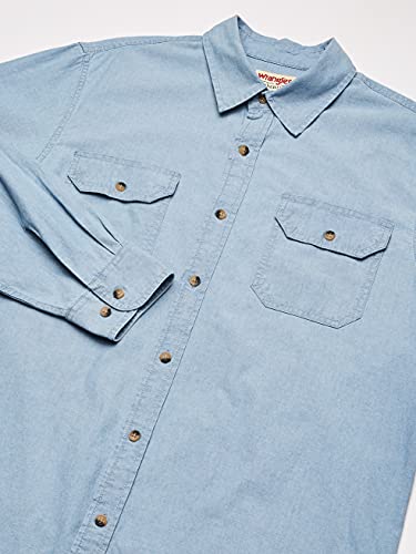 Wrangler Authentics Men's Long Sleeve Classic Woven Shirt, Light Chambray, 3X-Large