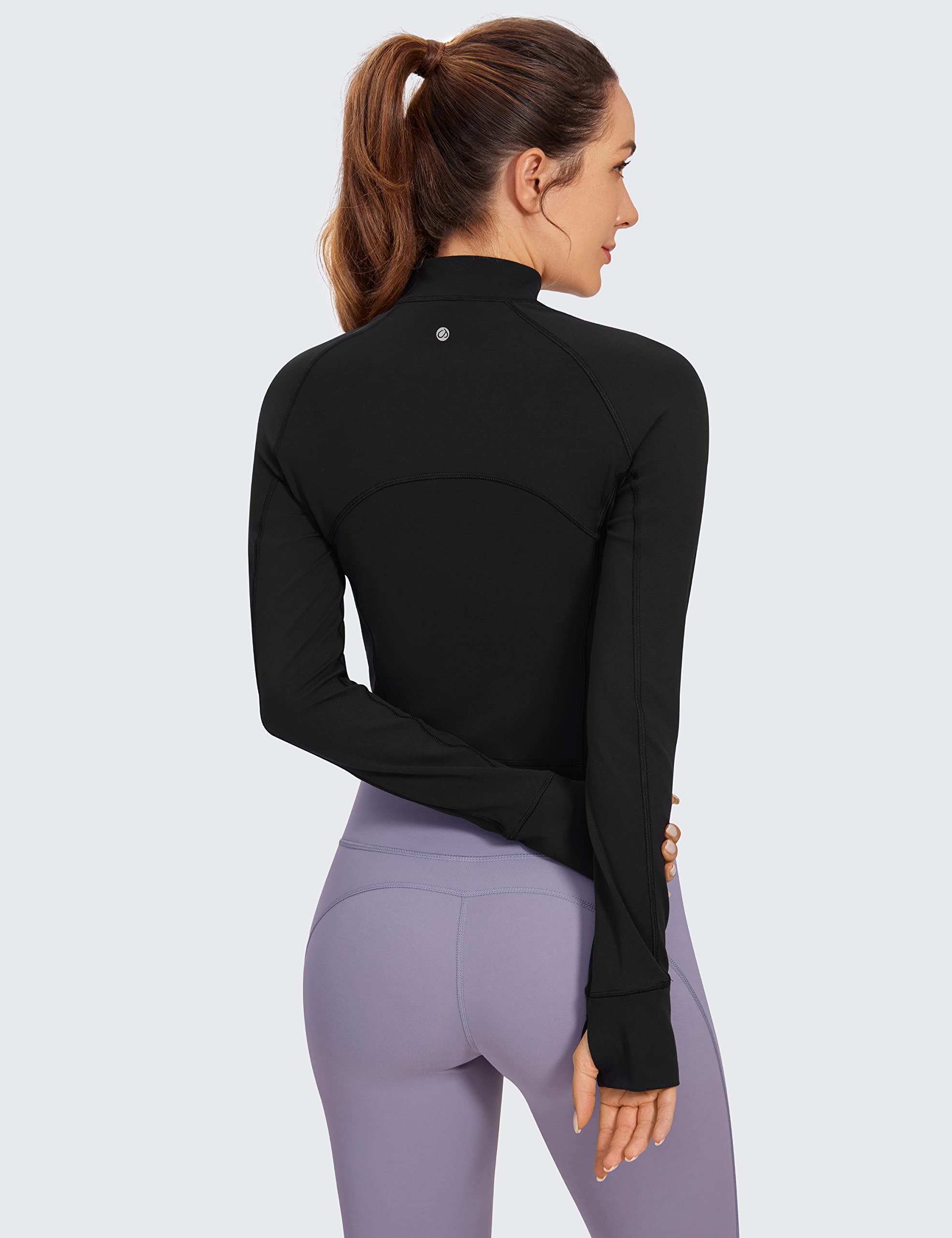 CRZ YOGA Women's Butterluxe Long Sleeve Workout Shirts Half Zip Pullover Sweatshirt Athletic Cropped Tops Running Shirt Pink Peony Medium