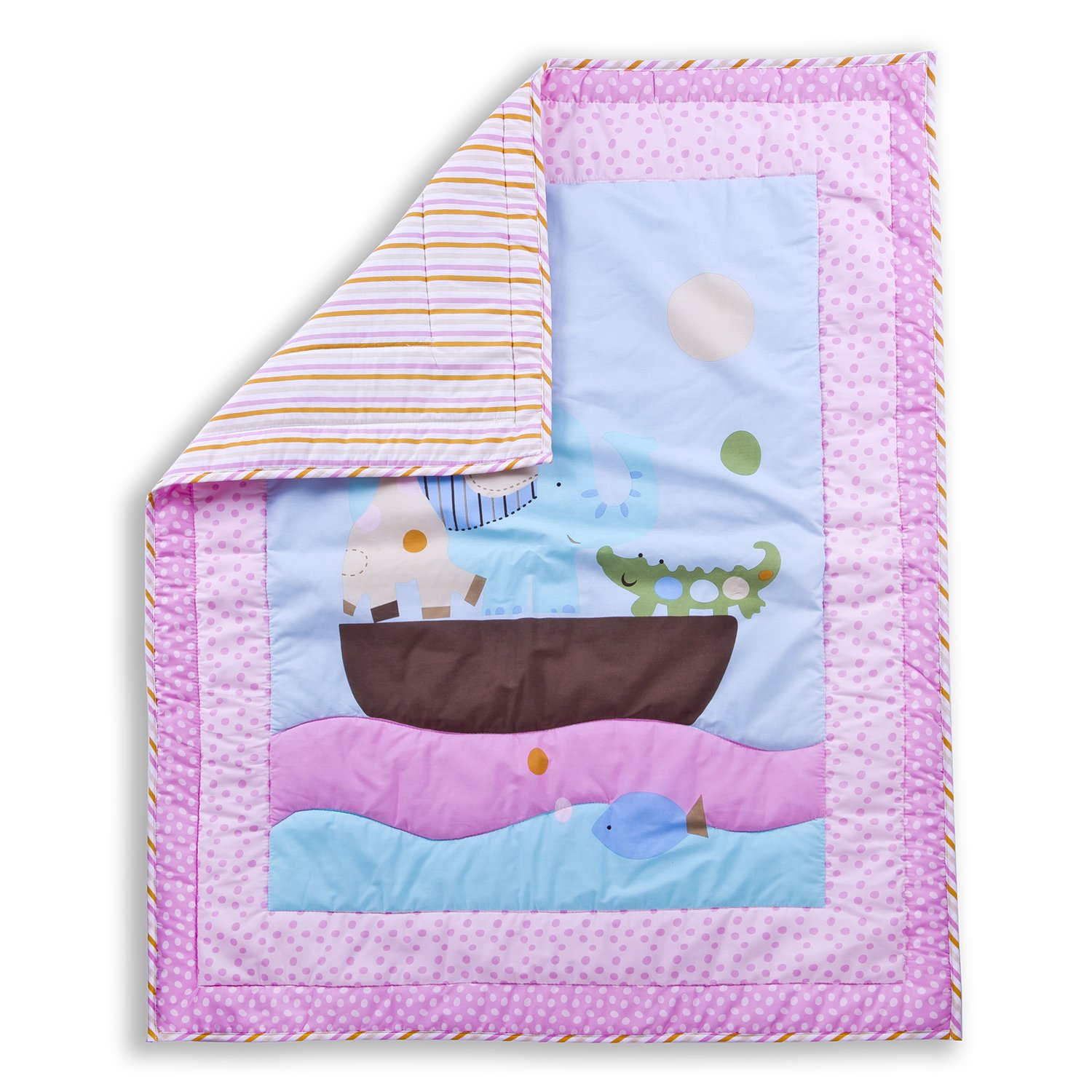 Dream On Me Sea Friends 2 Piece Playard Set, Orange/Pink