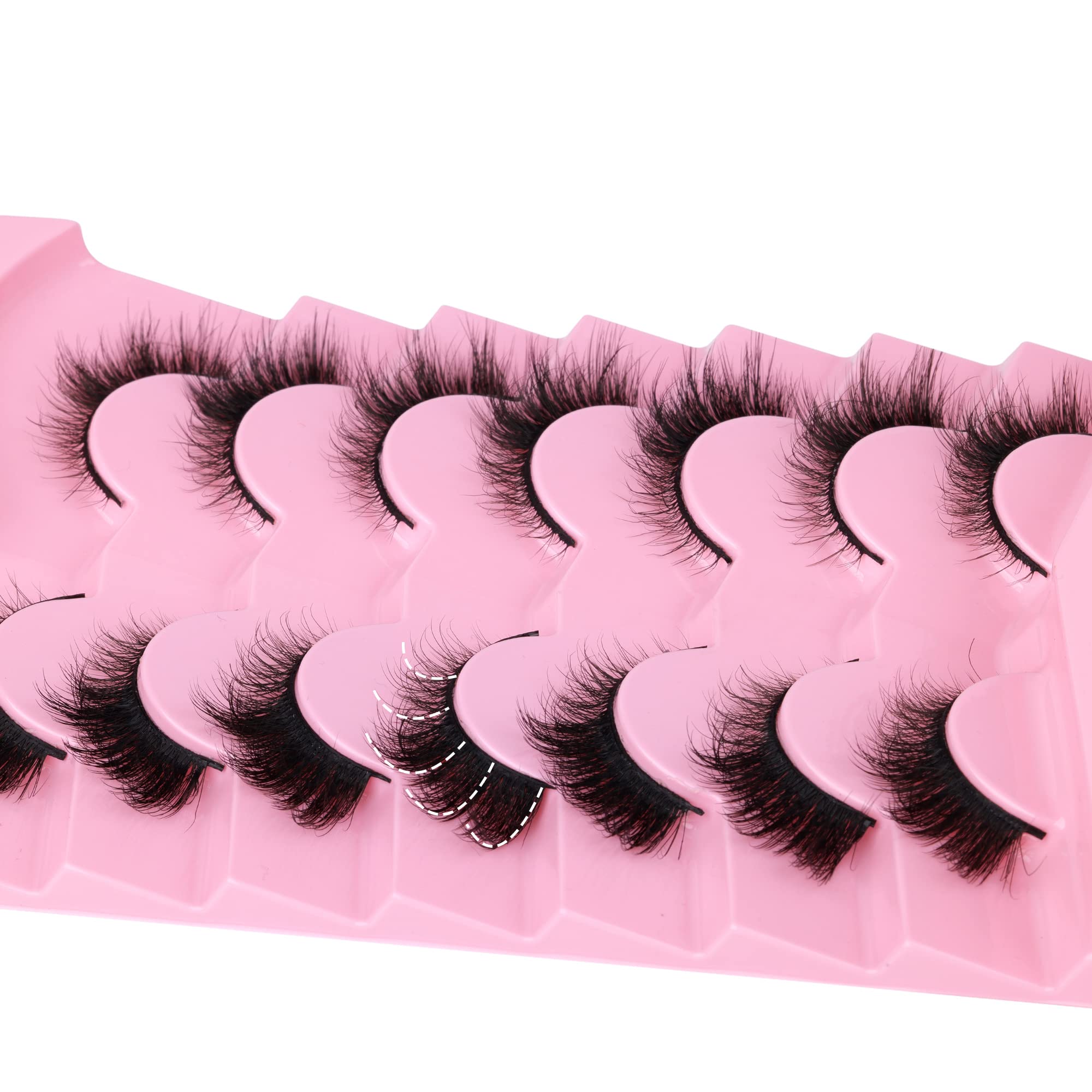 Fox Eye Lashes Natural Looking Wispy Eyelashes D Curl Fluffy Faux Mink Lashes Multi-layers Volume False Lashes 7 Pairs Pack by Mavphnee