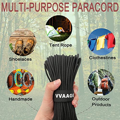 VVAAGG 550 Paracord 100FT, Strong Heavy-Duty Rope, Tactical Parachute Cord, Outdoor Camping Gear Tent Rope 4mm