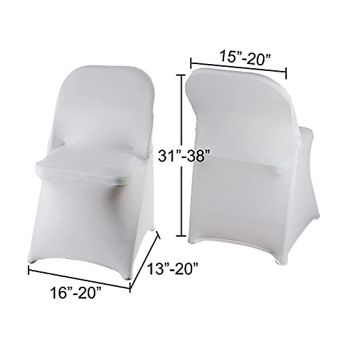 WELMATCH White Spandex Folding Chair Covers - 50 PCS Weddding Events Party Decoration Stretch Elastic Chair Covers Good (White, 50)