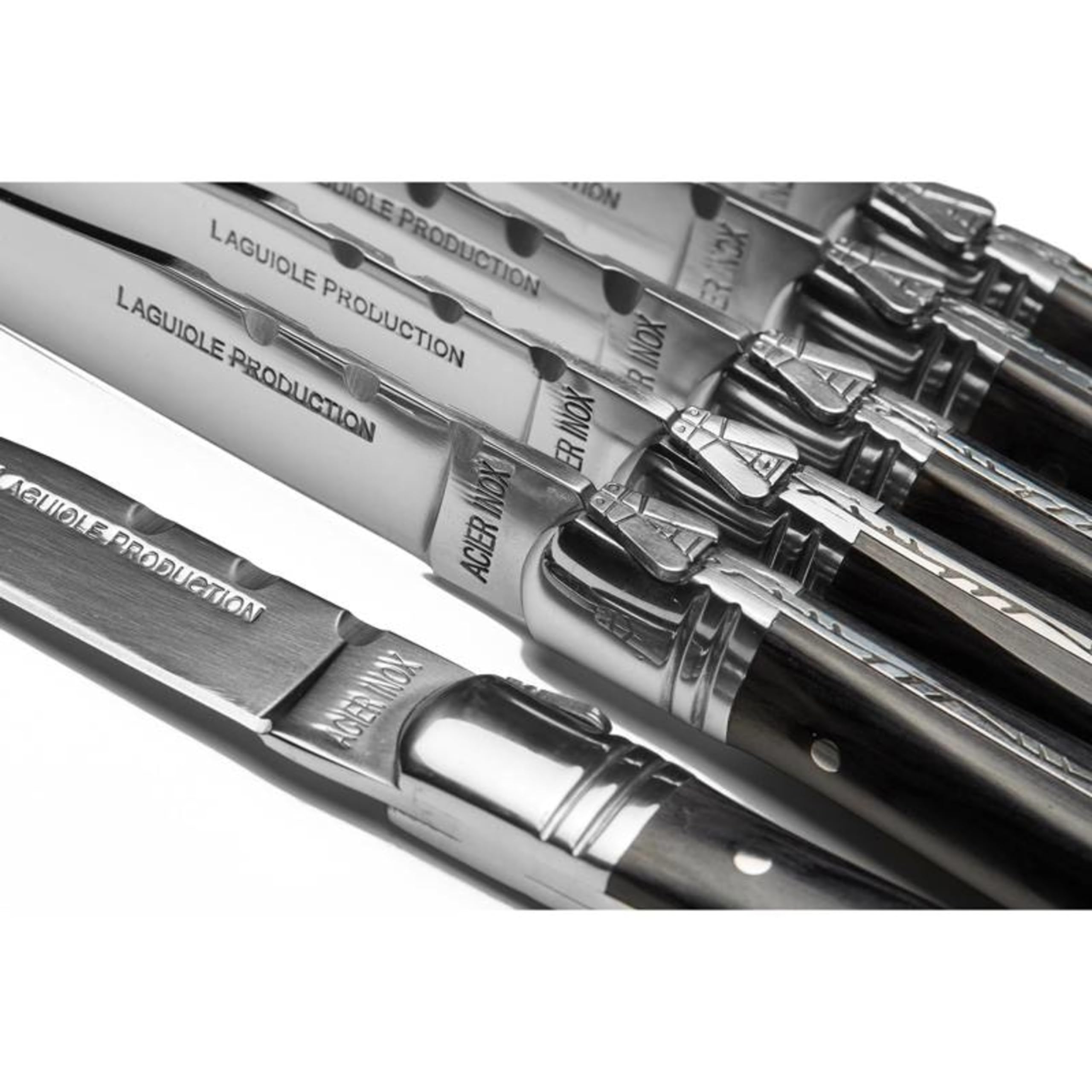LAGUIOLE HERITAGE Tradition Ultra Sharp Stainless Steel Gourmet Steak Knives Set of 6 | Triple Rivet Knife Cutlery Set, Dark Wood Handle, 4.5 Inch Blade